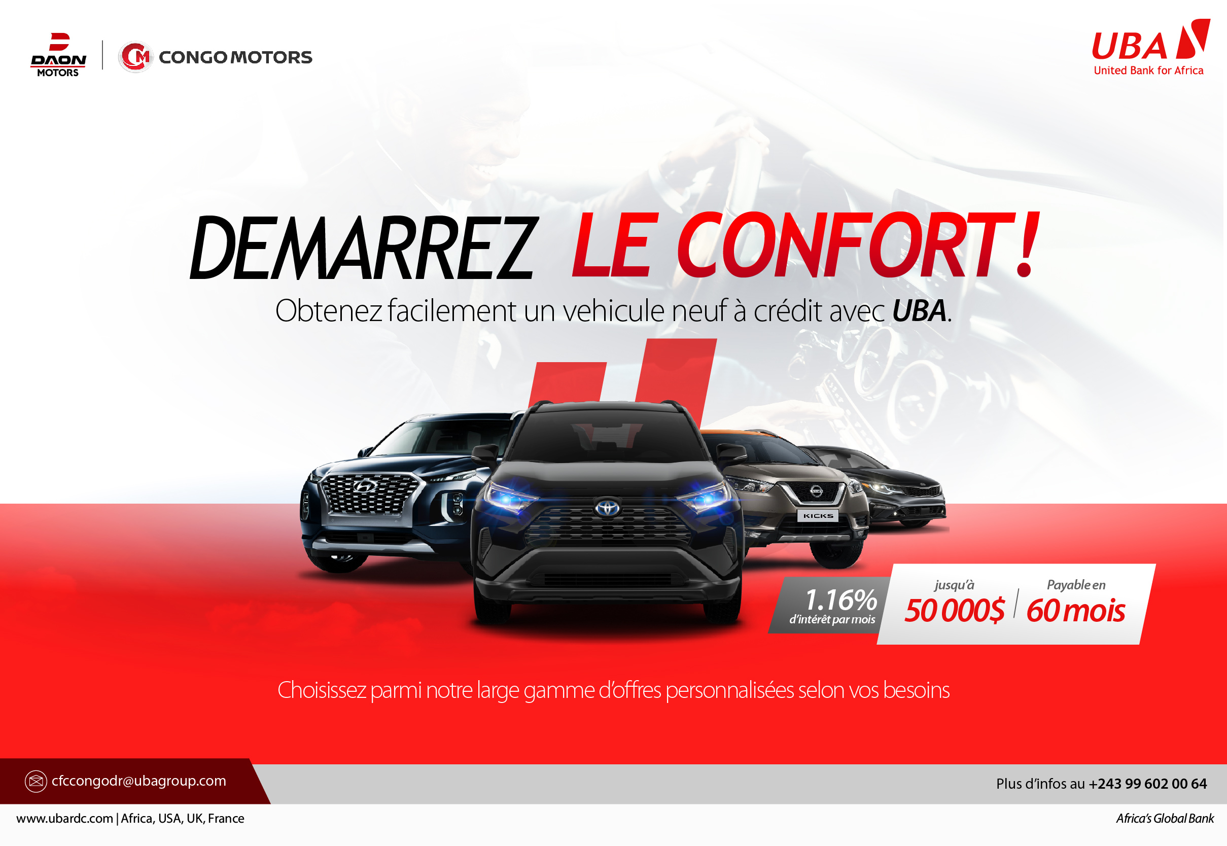 Démarrez le confort avec le crédit auto UBA! - UBA RDC